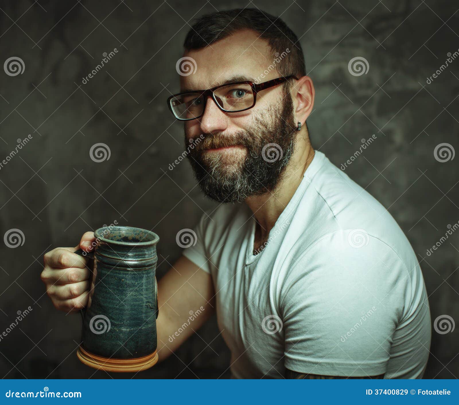 Happy Man Drinking Beer from the Mug Stock Image - Image of bavarian ...