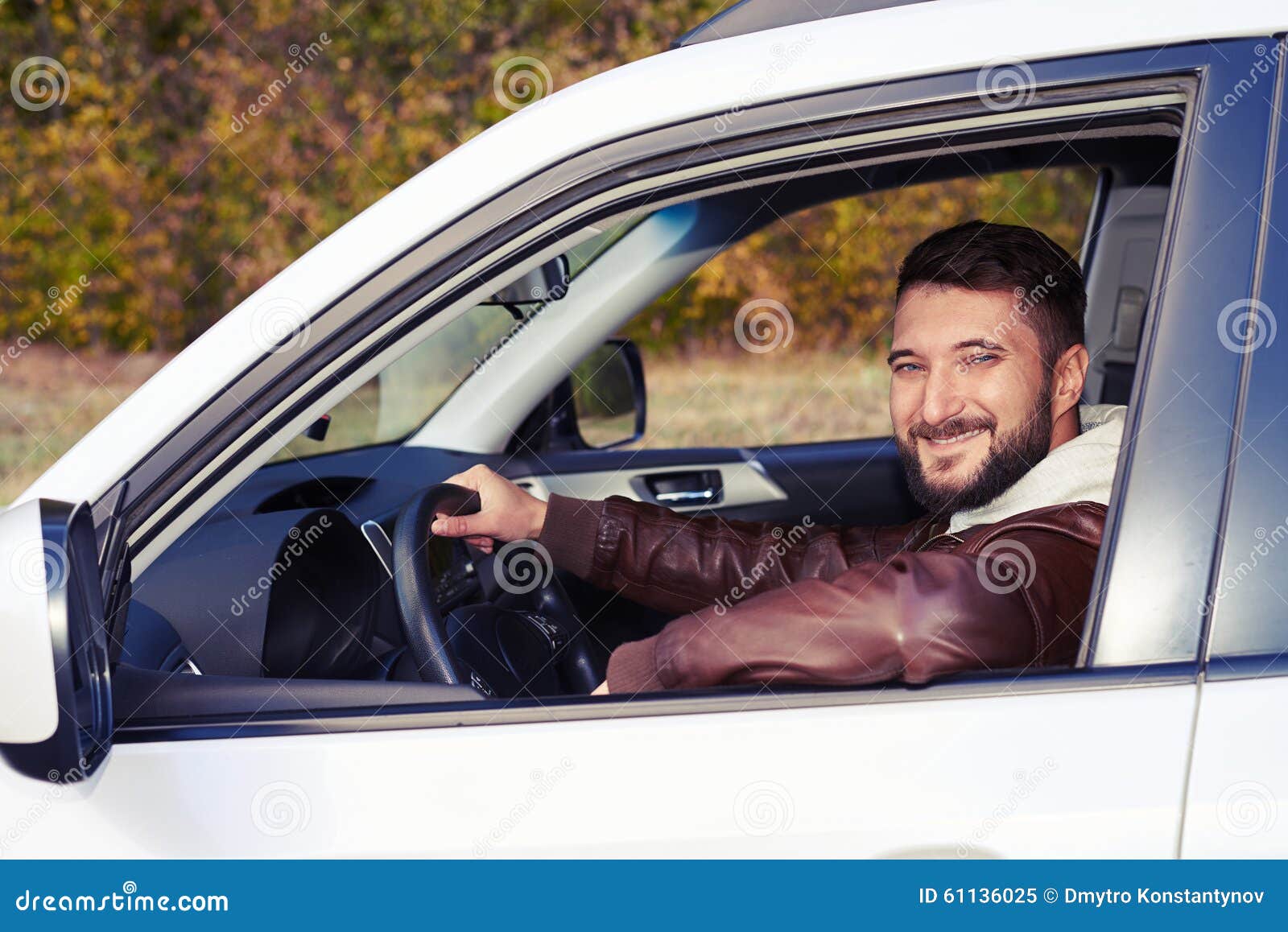Happy man driving his car stock image. Image of driver - 61136025