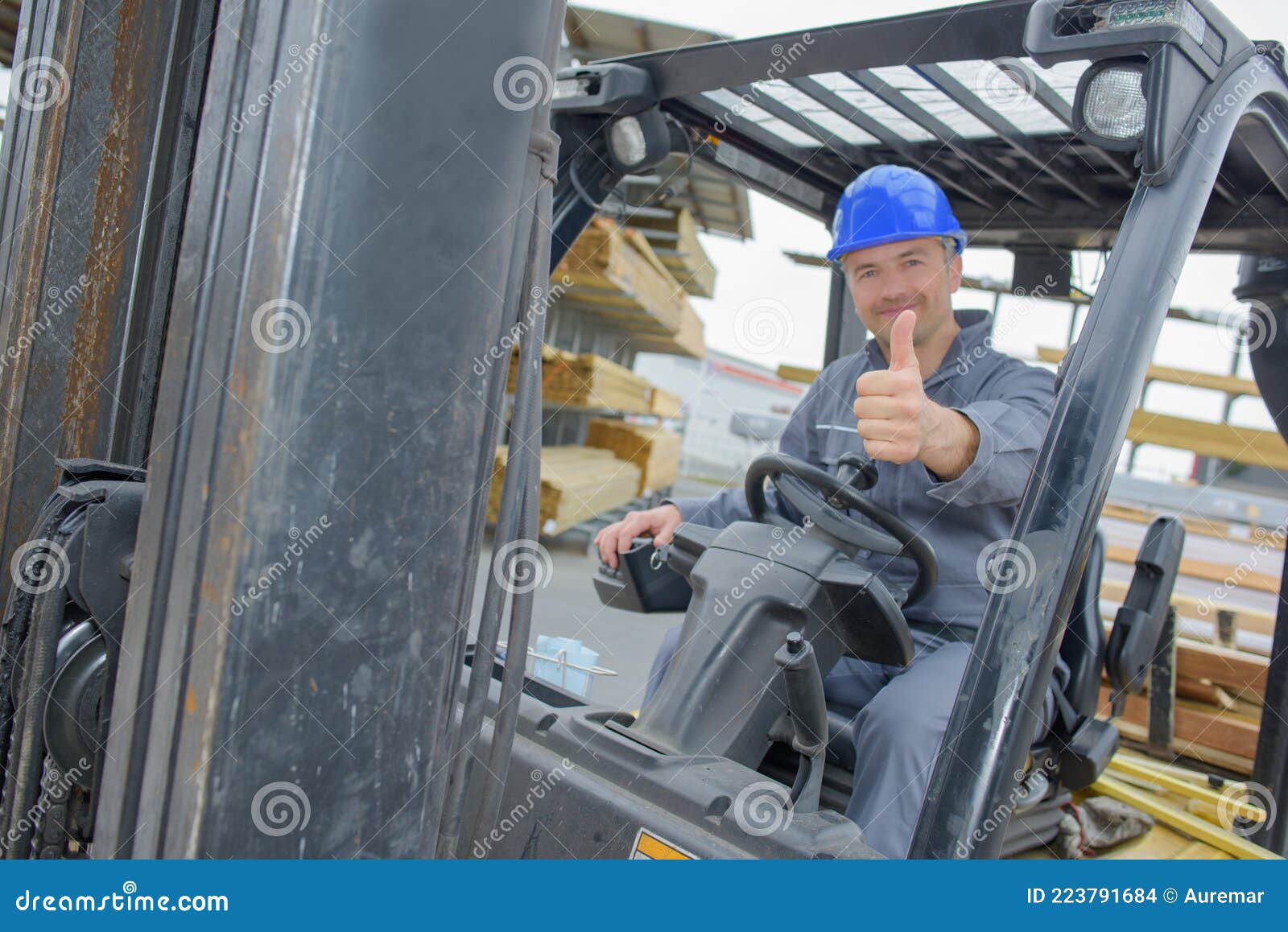 Happy man driving machine stock photo. Image of safety - 223791684