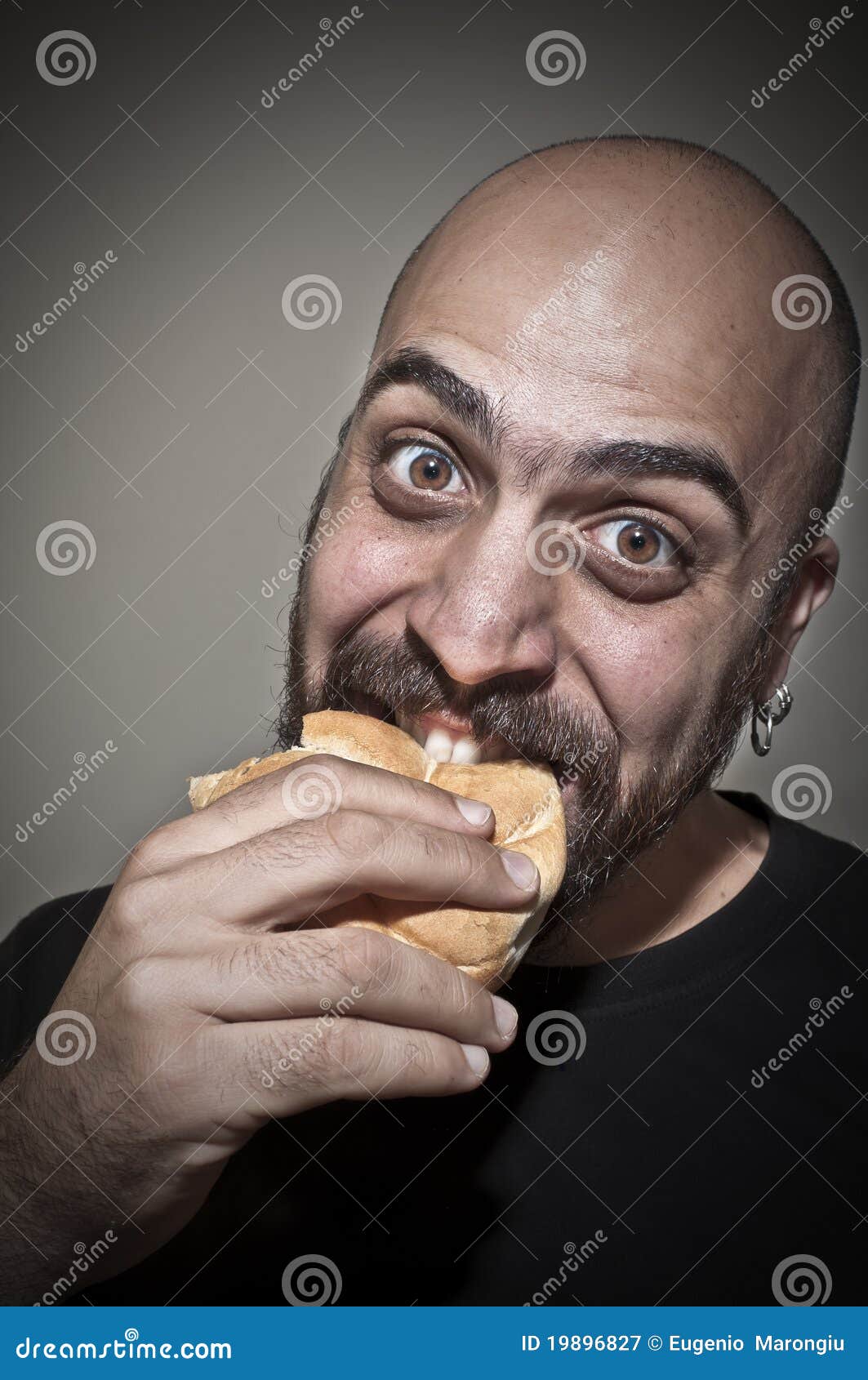 Happy Man Eating a Sandwich Stock Image - Image of male, cheese: 19896827