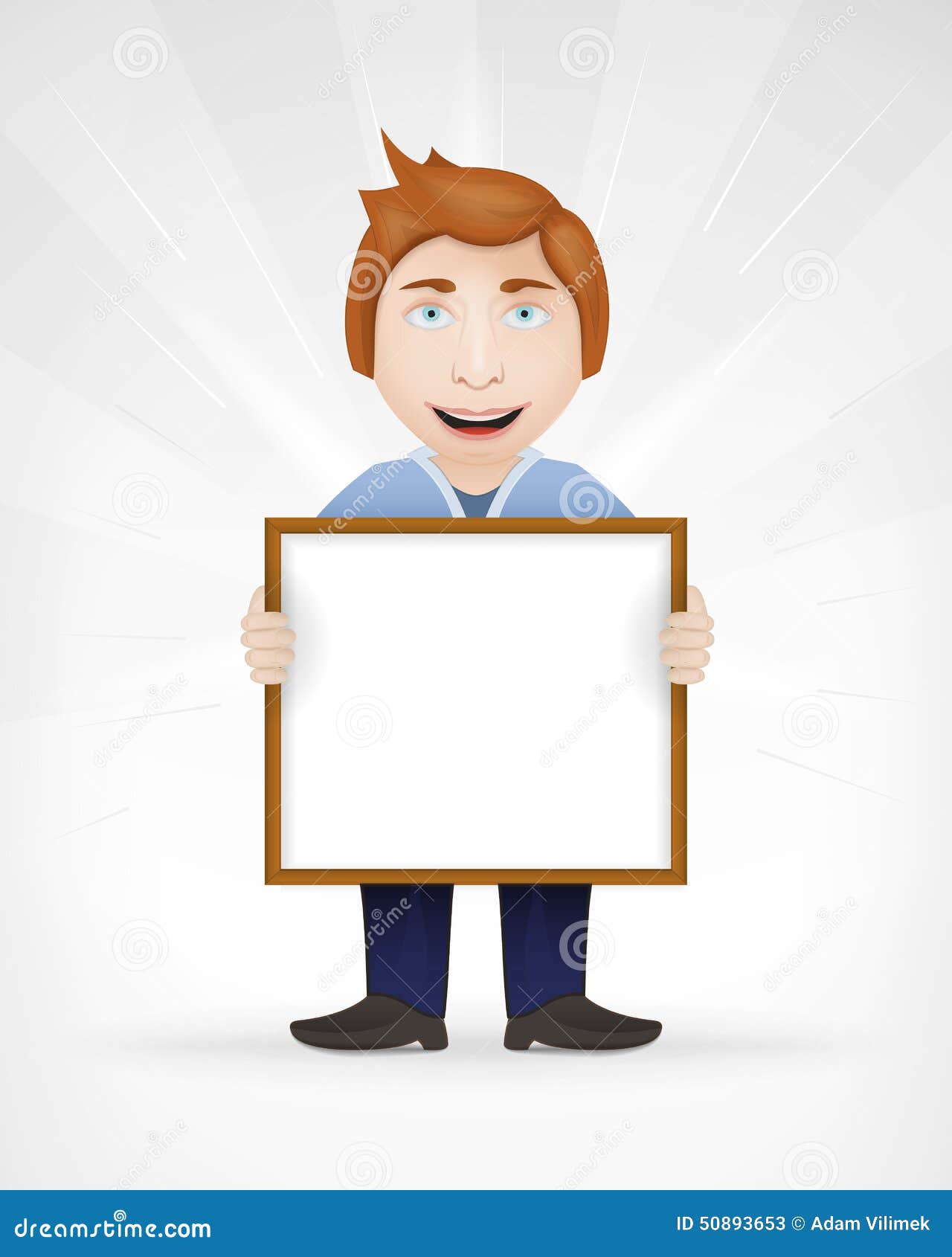 Happy Man with Empty Message Board for Text Stock Illustration ...
