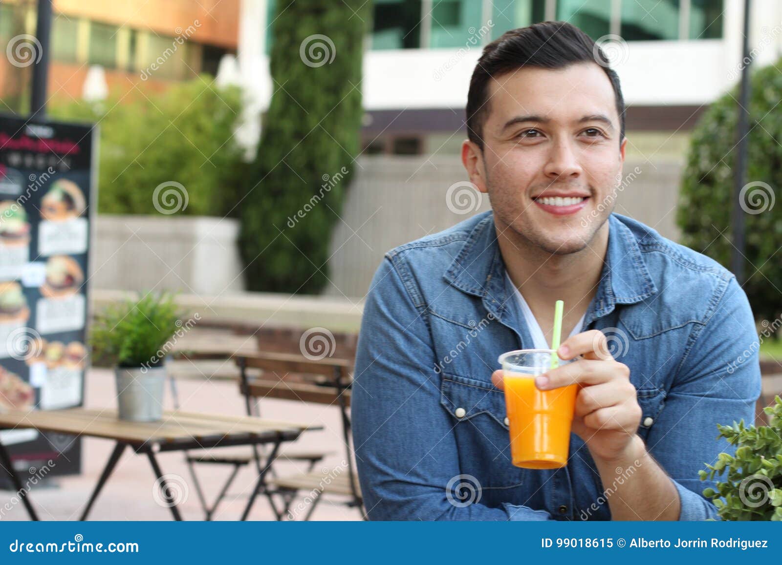Happy Man Enjoying a Juice Outdoors Stock Image - Image of isolated ...