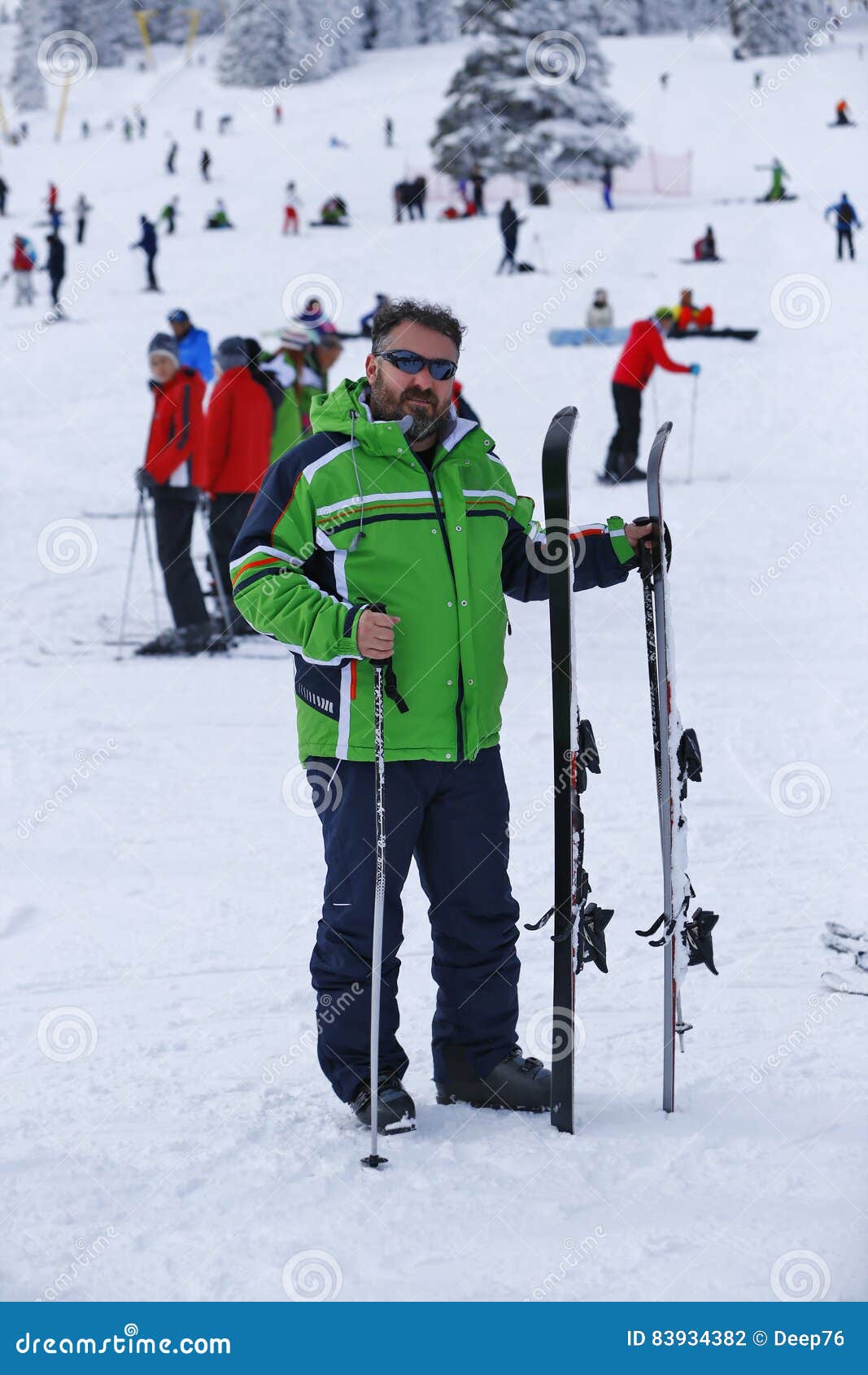 Happy man enjoying in snow stock photo. Image of enjoying - 83934382