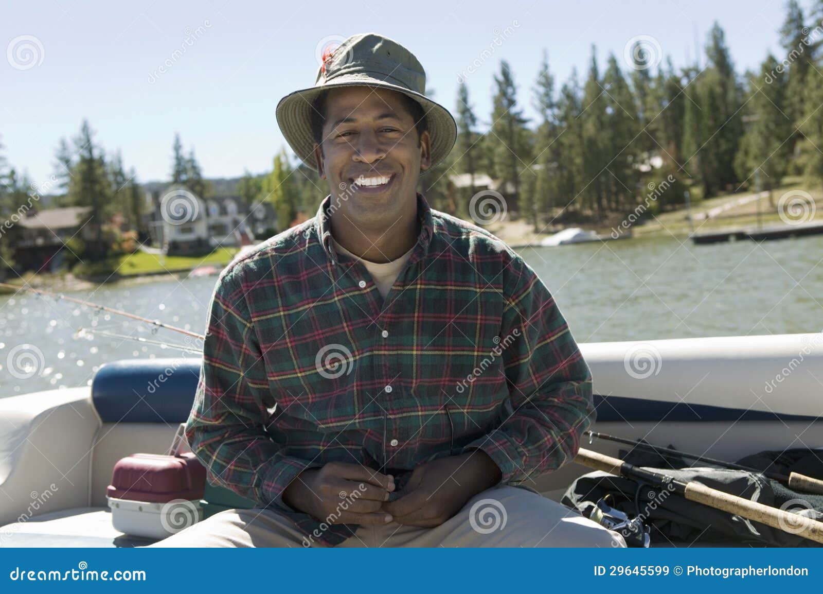 Happy Man on a Fishing Trip Stock Image - Image of smile, horizontal ...