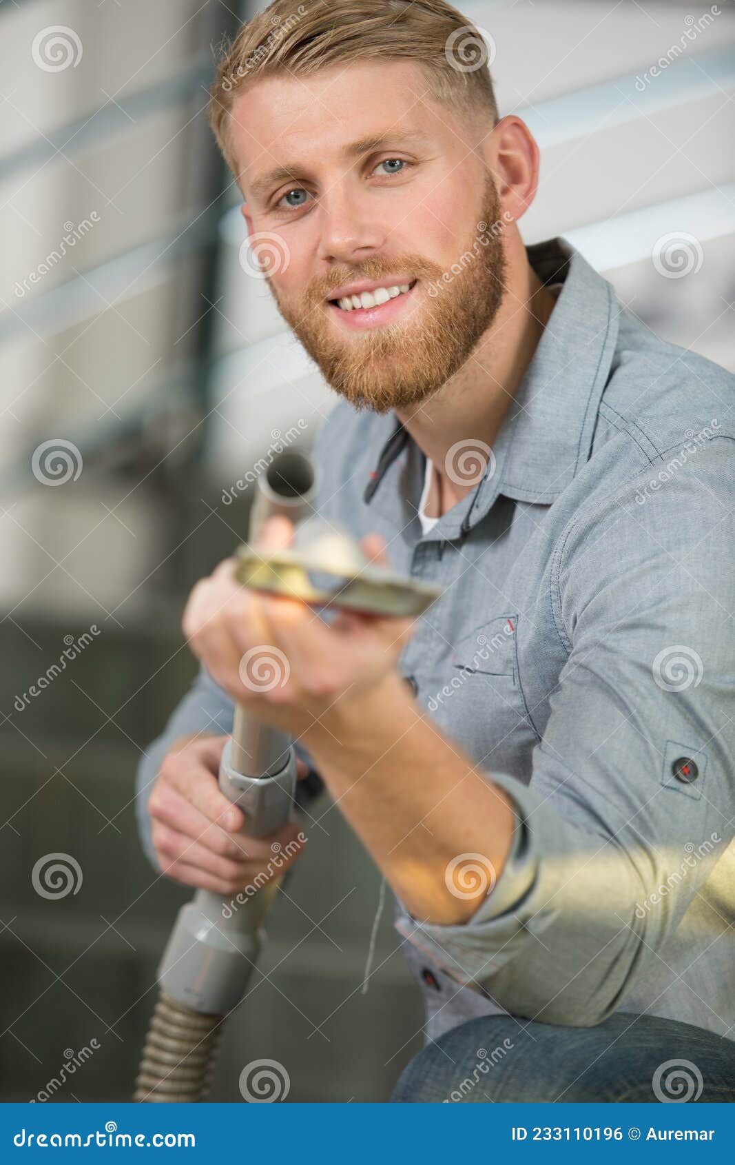 Happy Man Fitting Vacuum Cleaner Attachment Stock Photo - Image of ...