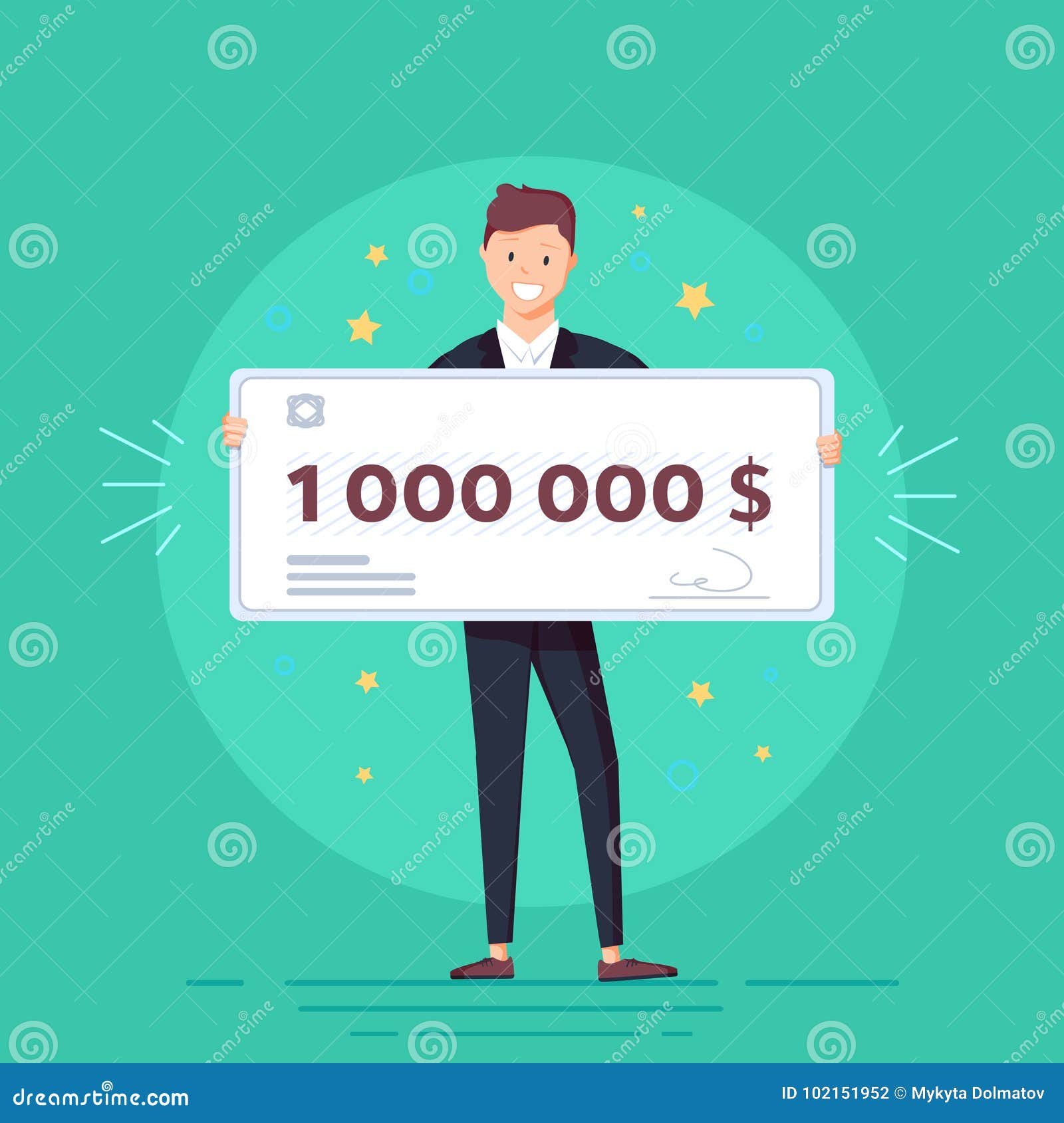 Happy Man in Formal Suit is Holding a Bank Check for a Million Dollars ... Happy Man in Formal Suit is Holding a Bank Check for a Million Dollars ...