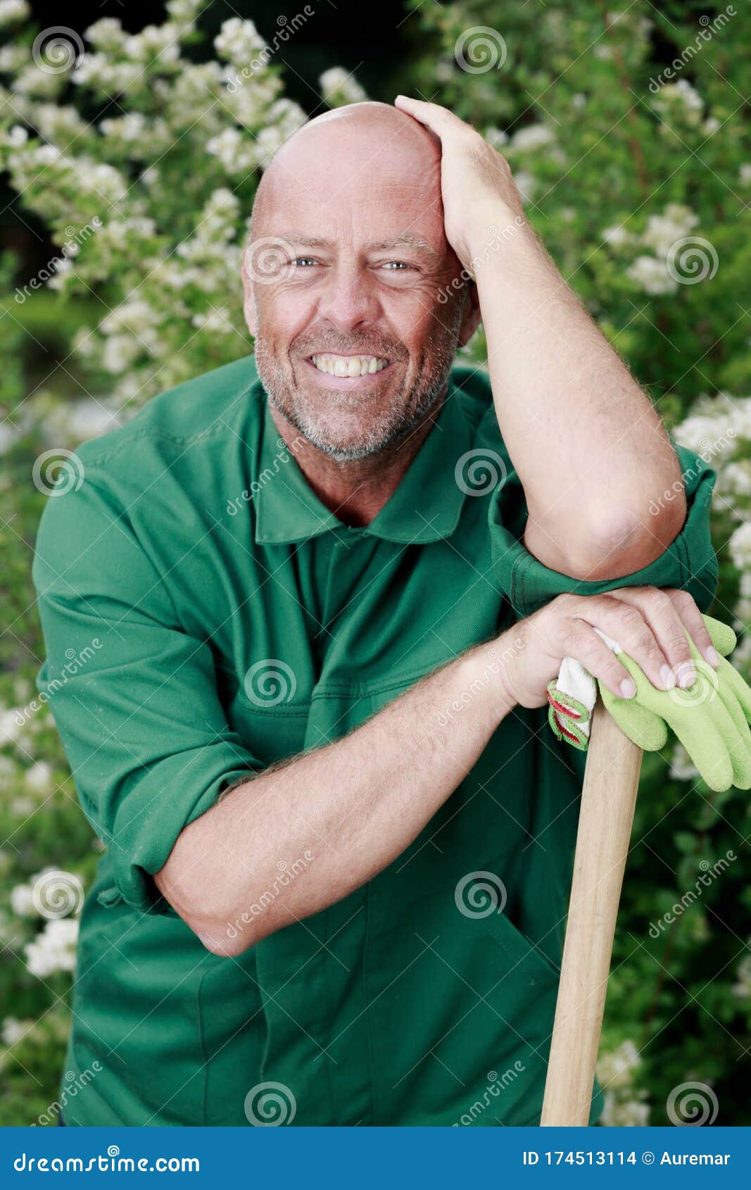 Happy Man Gardening Smiling at Camera Stock Photo - Image of grape ...