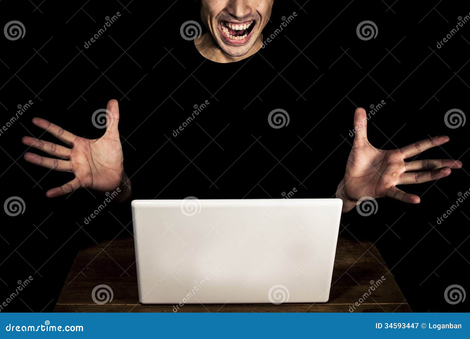 Happy Man Getting Excited about His Laptop Stock Image - Image of young ...