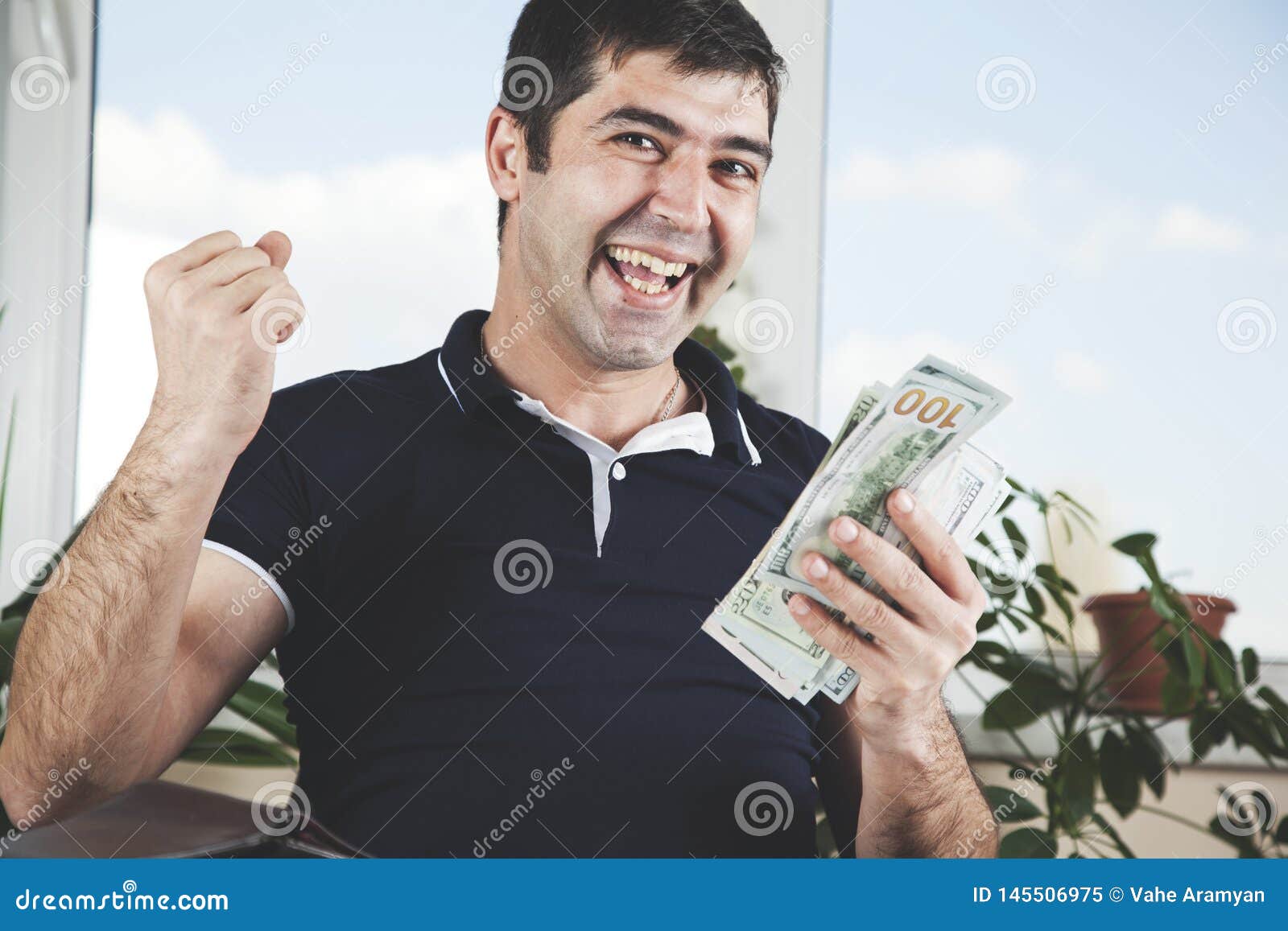 Happy man hand money stock image. Image of success, holding - 145506975