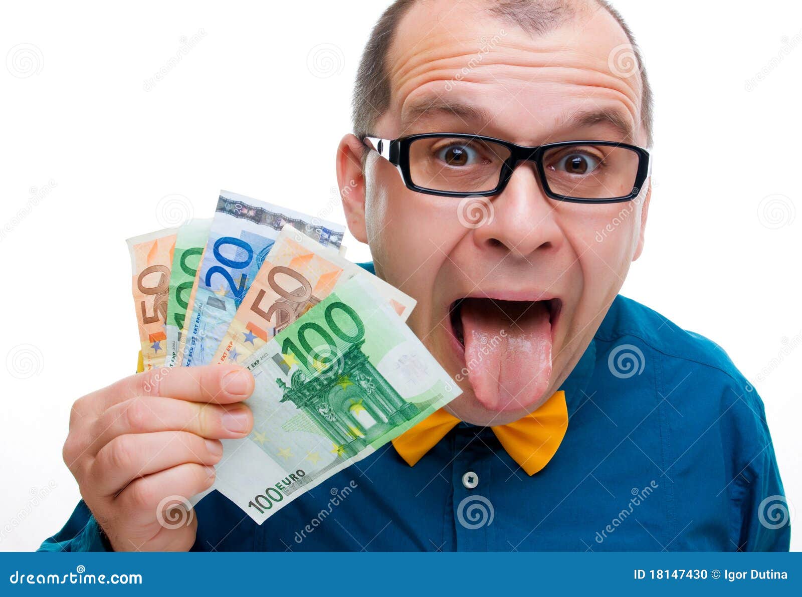 Happy Man with Handful of Money Stock Photo - Image of male, white ...