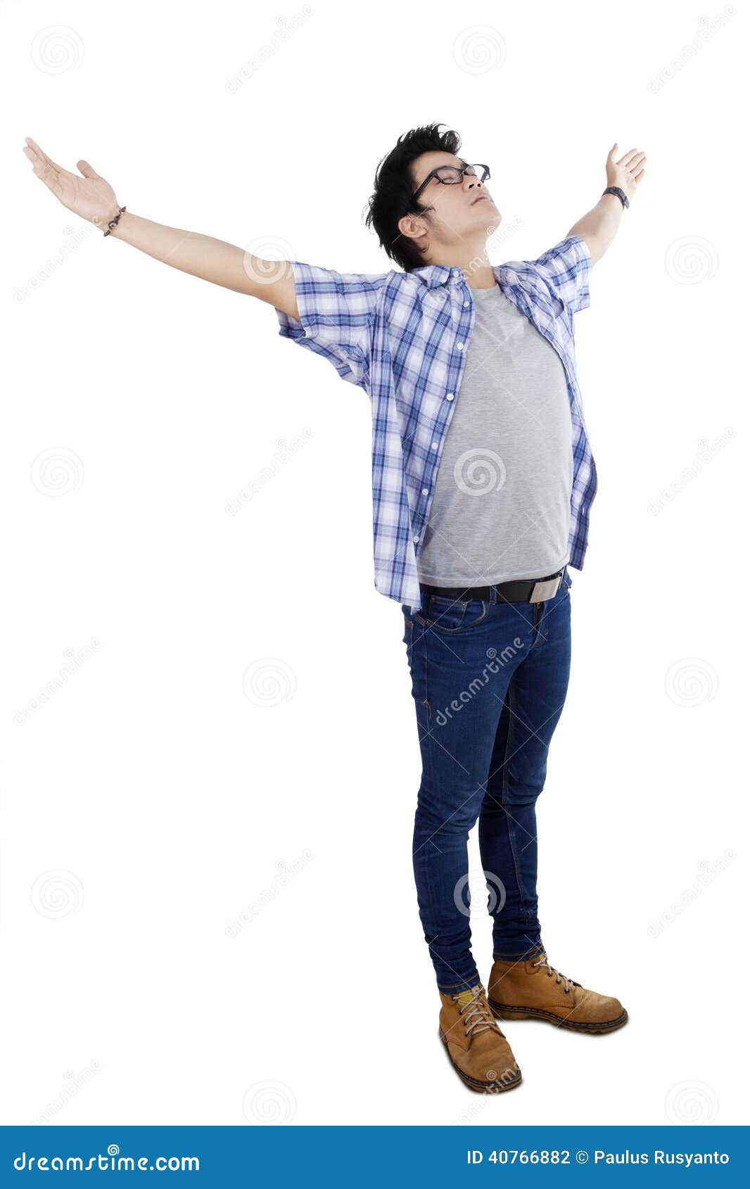 Happy Man with Hands Stretched Stock Photo - Image of leisure, adult ...