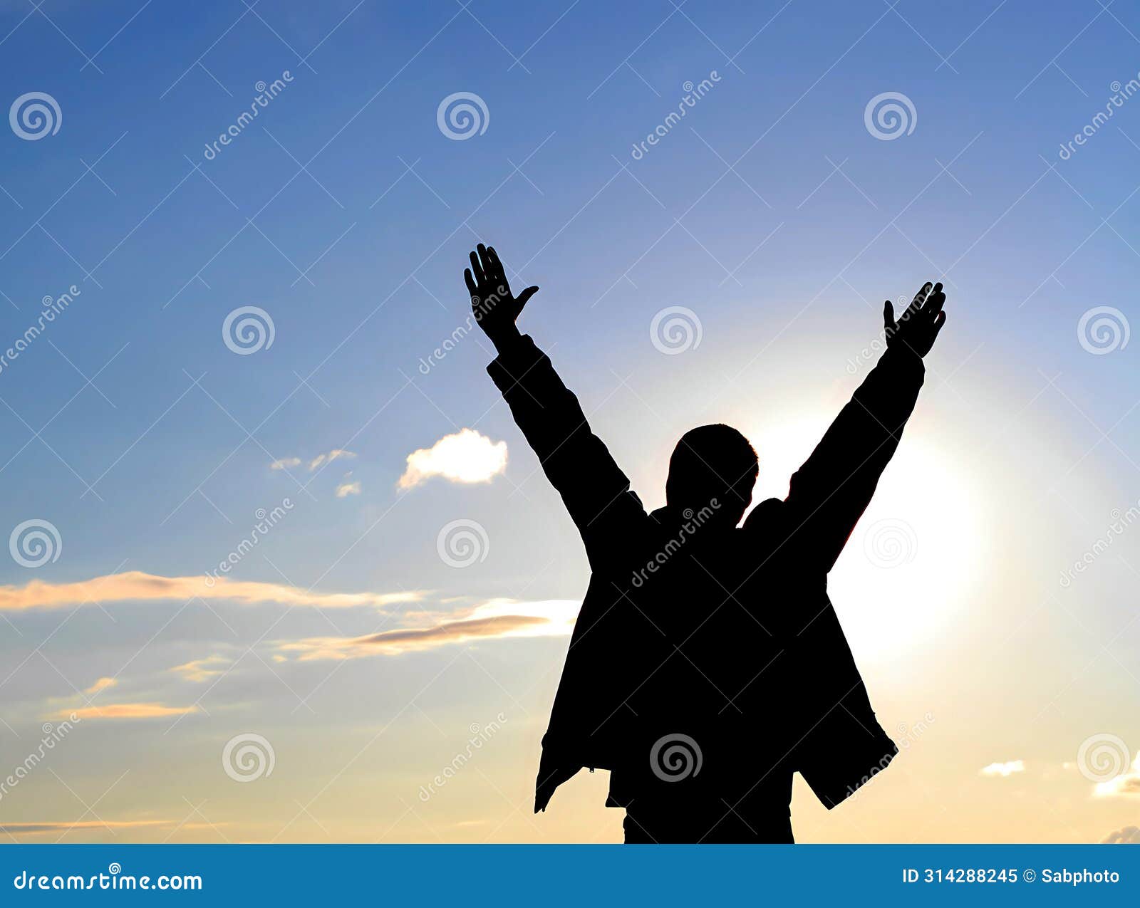 Happy Man with Hands Up stock image. Image of idyllic - 314288245