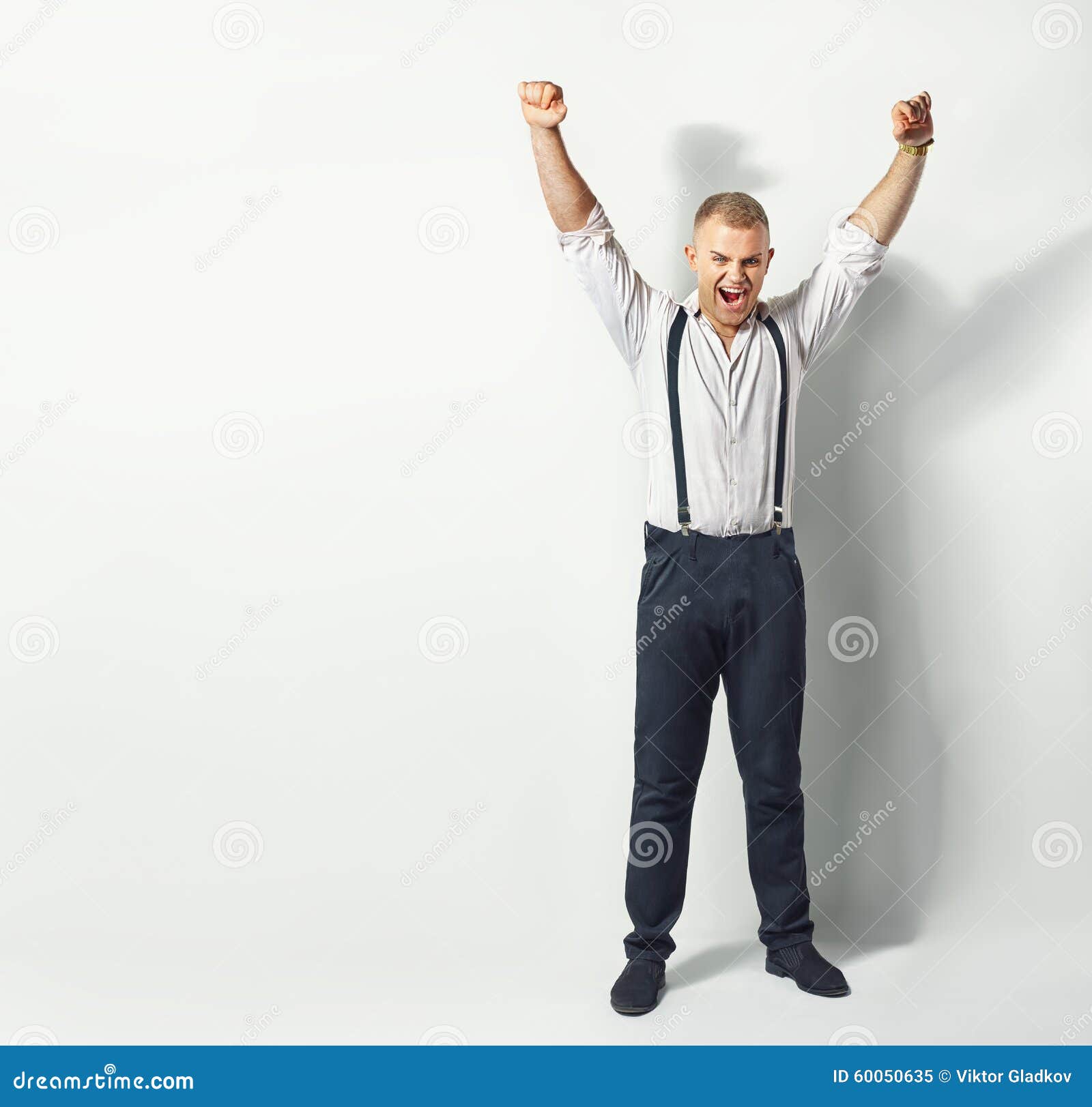 Happy man with hands up stock image. Image of happiness - 60050635