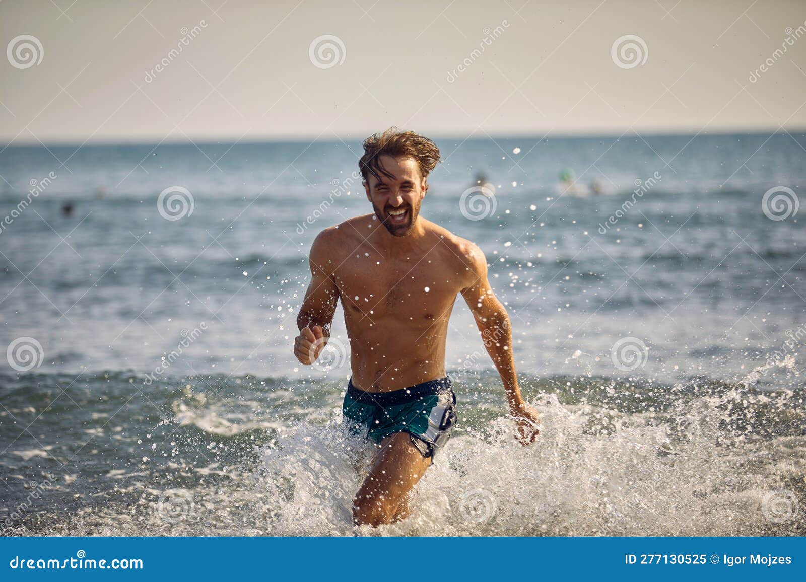 Happy Man Have Fun on the Beach by the Sea Stock Image - Image of crazy ...