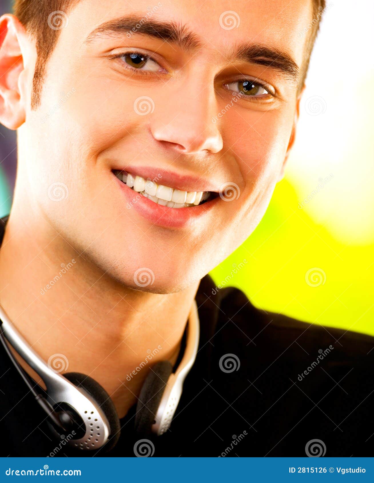 Happy man with headset stock photo. Image of person, smiling - 2815126