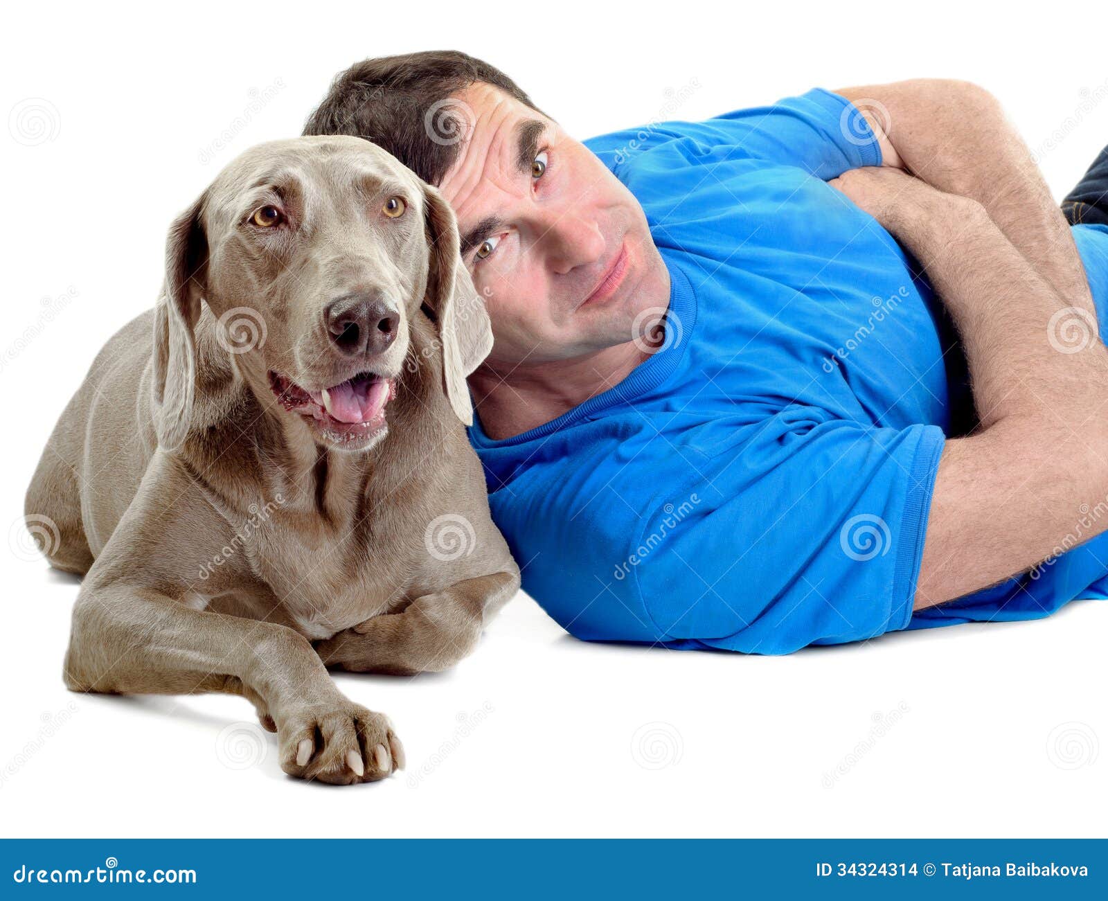 Happy man with his dog stock photo. Image of cute, people - 34324314