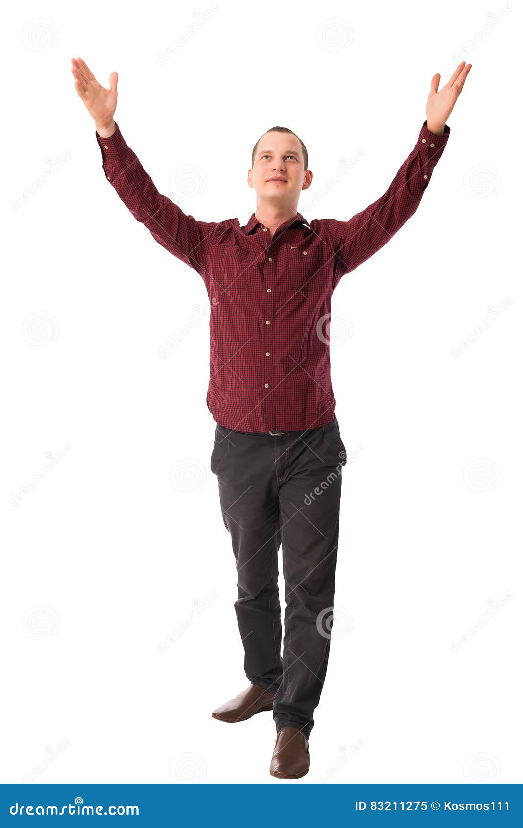 Happy Man with His Hands Raised Up Stock Image - Image of beauty ...