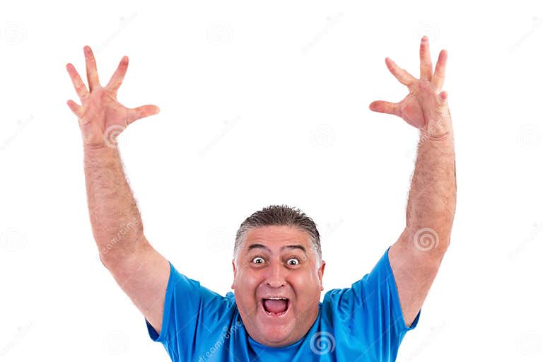 Happy Man with His Hands Up Stock Photo - Image of ambitious, looking ...