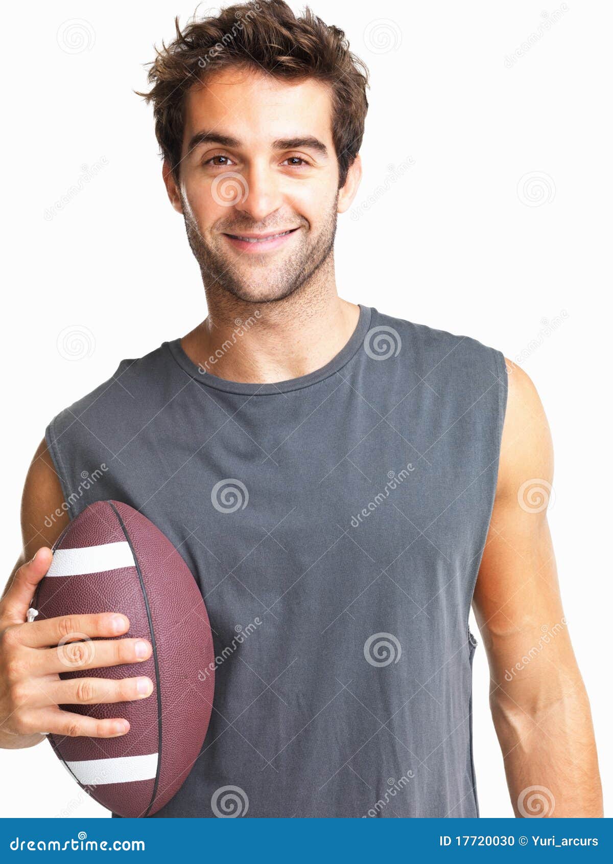 Happy Man Holding a Football Stock Photo - Image of healthy, happiness ...