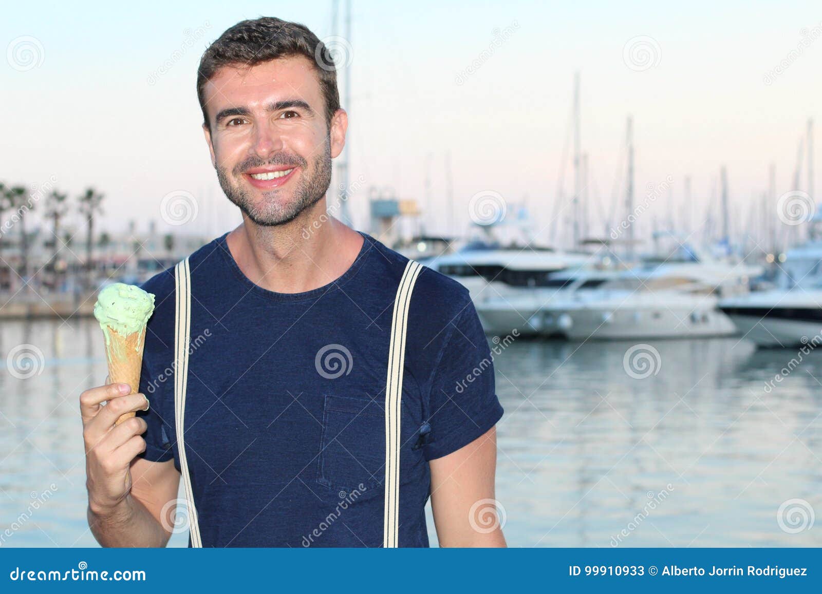 Happy Man Holding an Ice Cream Stock Image - Image of desire, lick ...