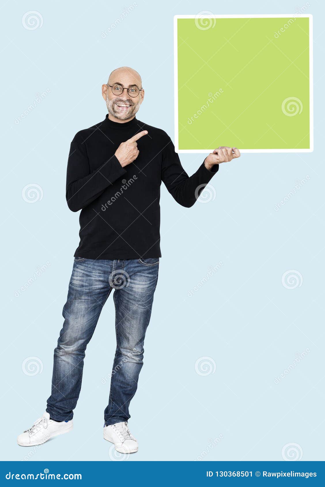 Happy Man Holding a Square Shaped Board Stock Image - Image of ...
