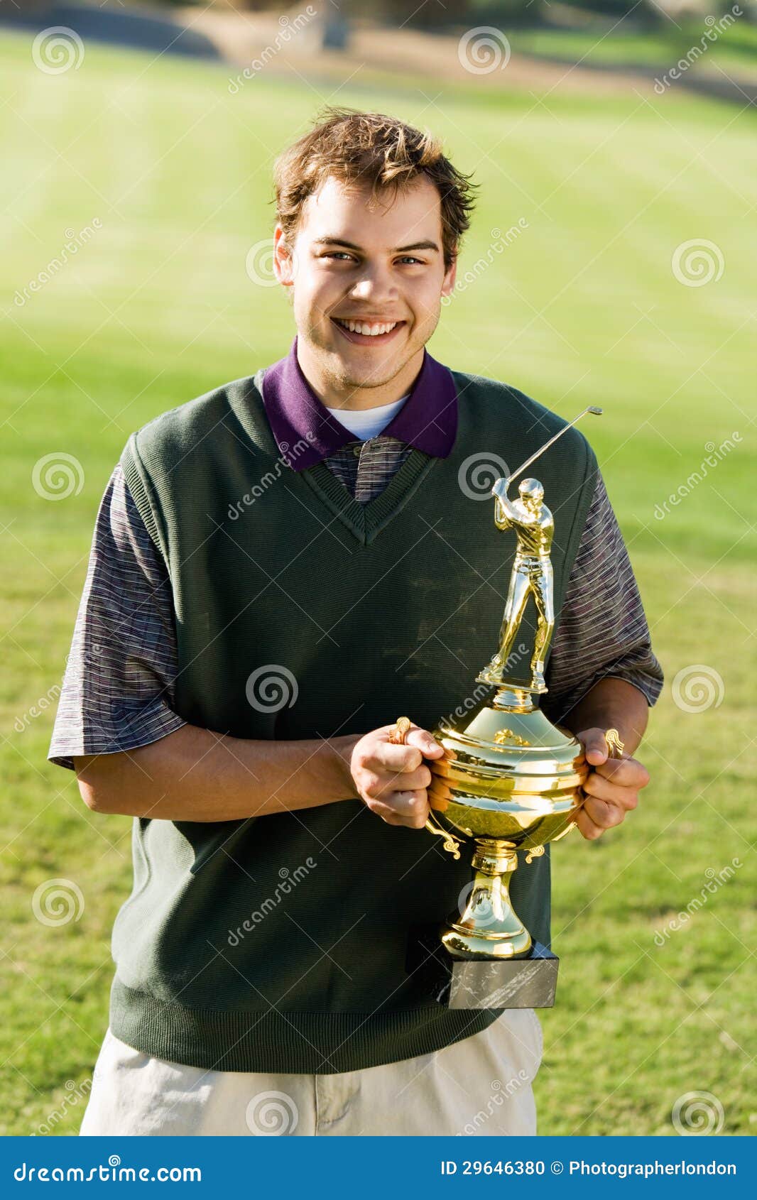 Happy Man Holding Trophy stock photo. Image of honor - 29646380