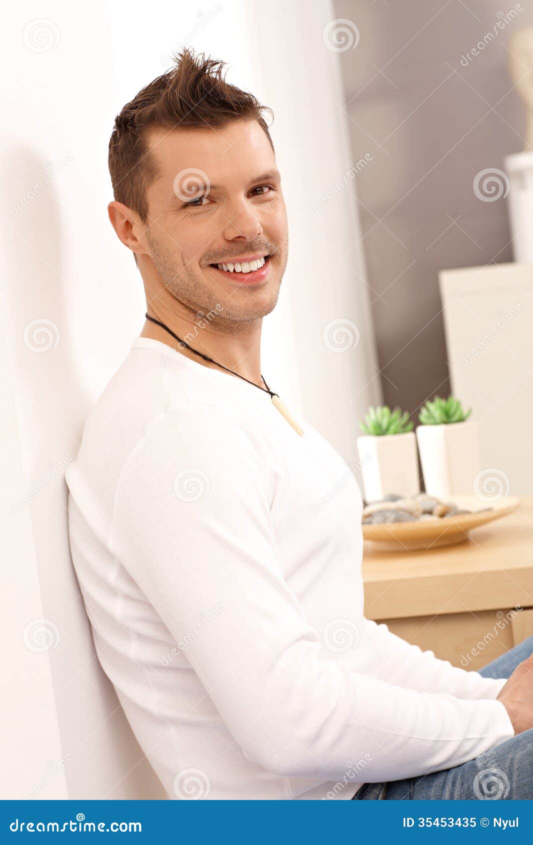 Happy man at home stock image. Image of mood, good, male - 35453435