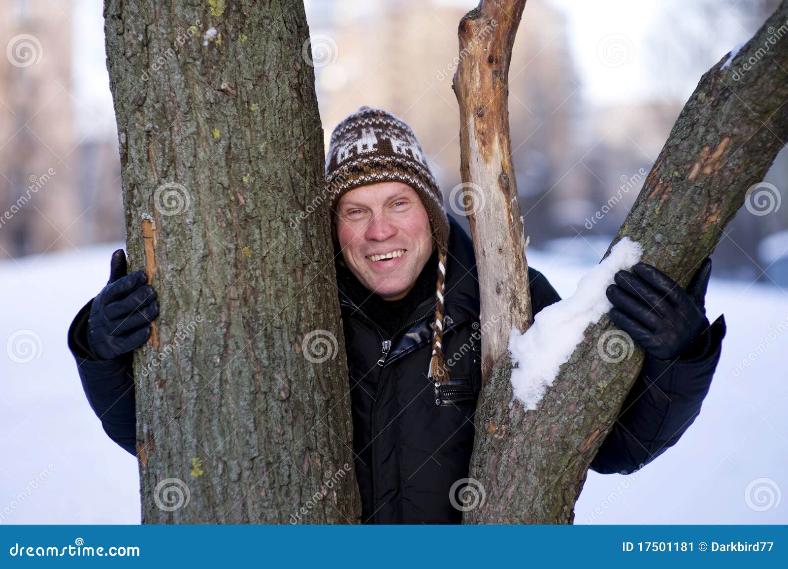 Happy man hugging the tree stock image. Image of handsome - 17501181