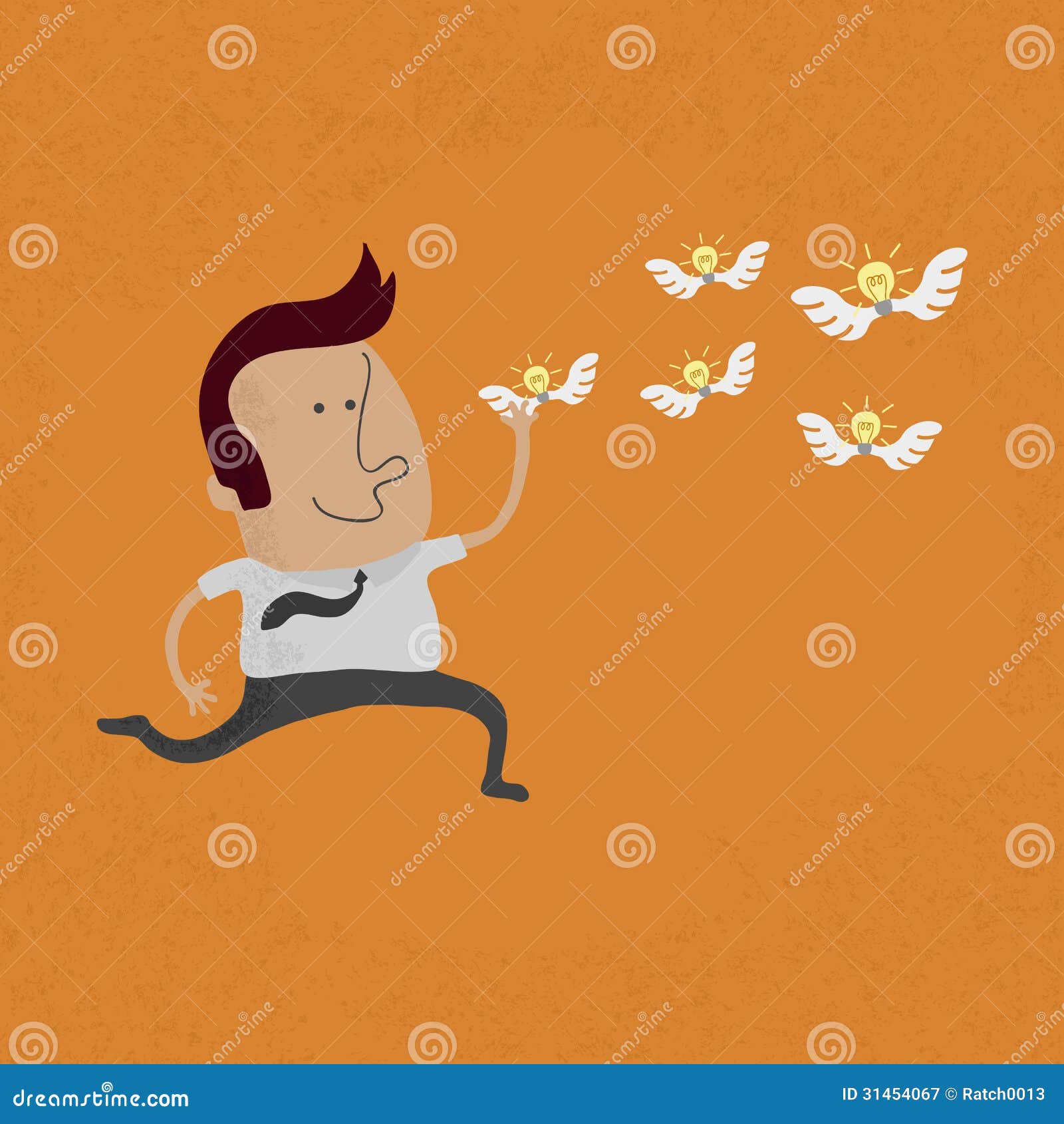 Happy Man Hunting Flying Ideas Cartoon Vector | CartoonDealer.com #31454067