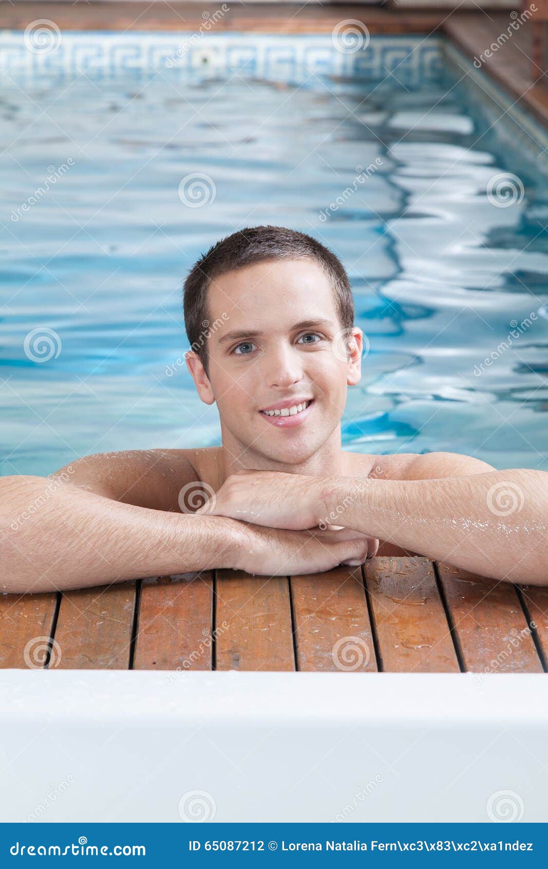 Happy man inside the pool stock photo. Image of caucasian - 65087212