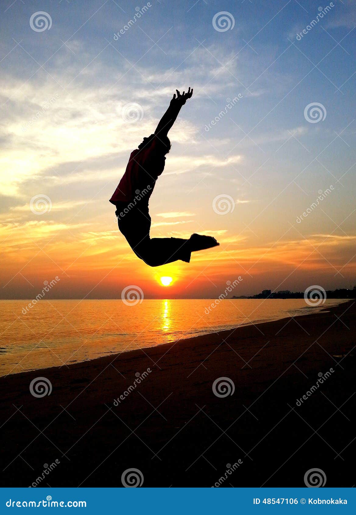 Happy man, jump. stock photo. Image of sunrise, happy - 48547106
