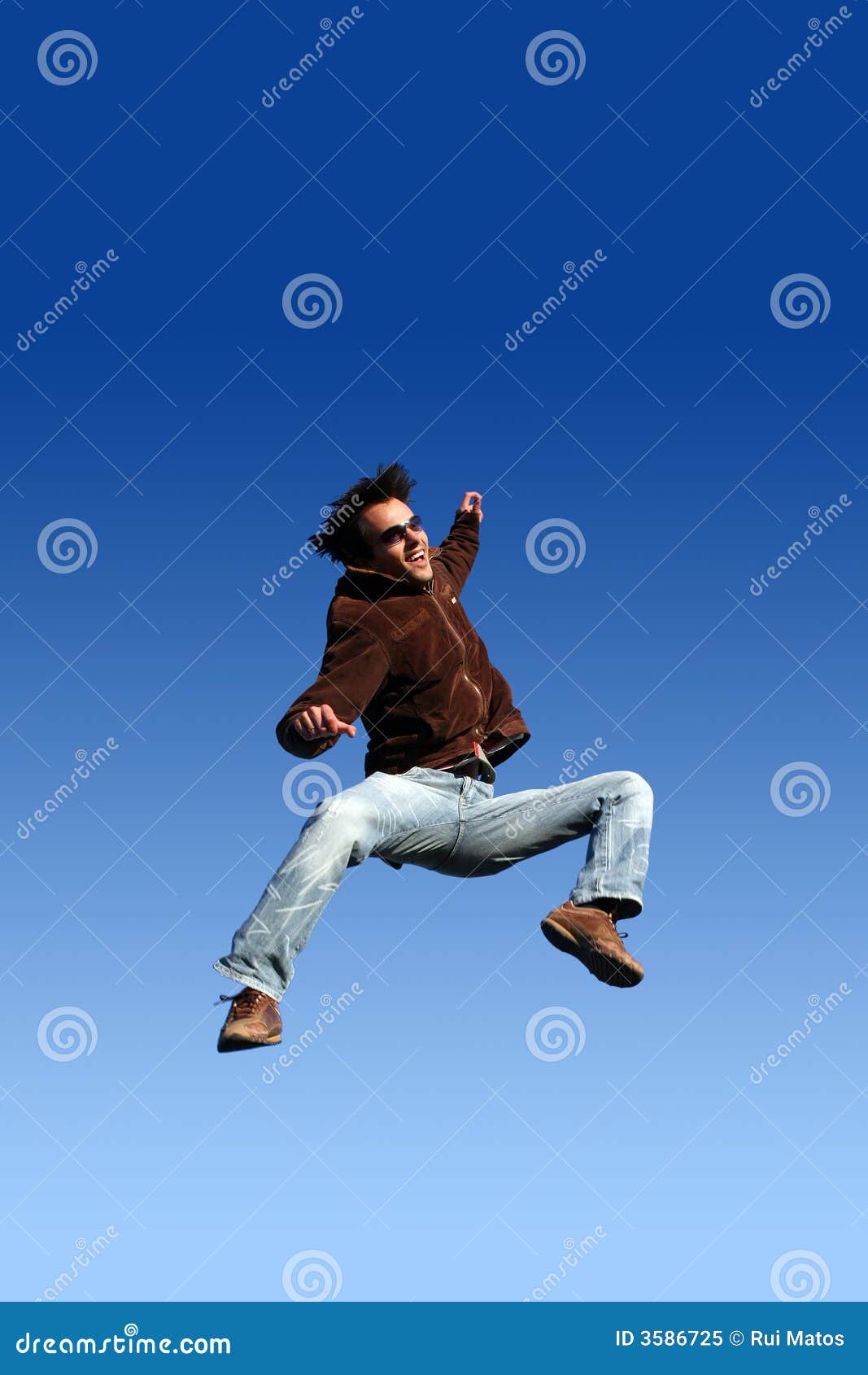 Happy man jumping stock image. Image of daylight, cheerful - 3586725