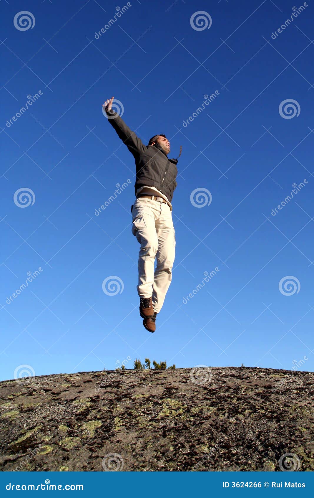 Happy man jumping stock photo. Image of blue, jumping - 3624266