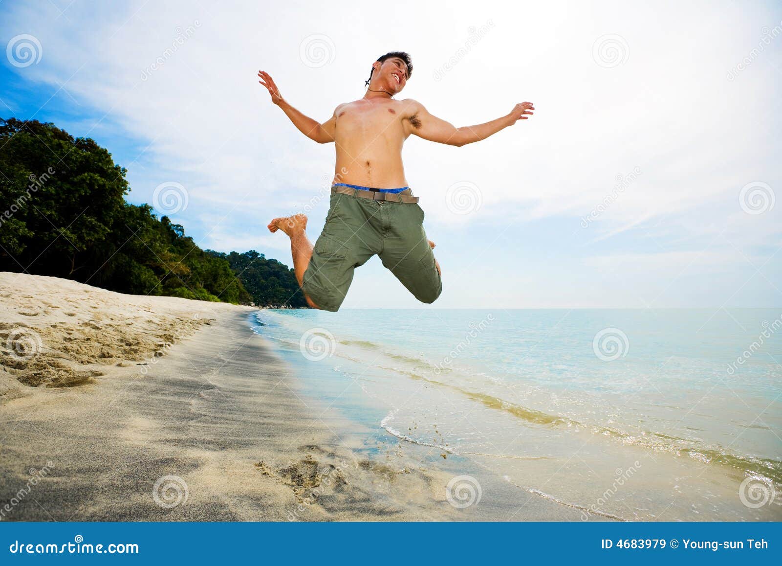 Happy man jumping stock image. Image of travel, horizon - 4683979