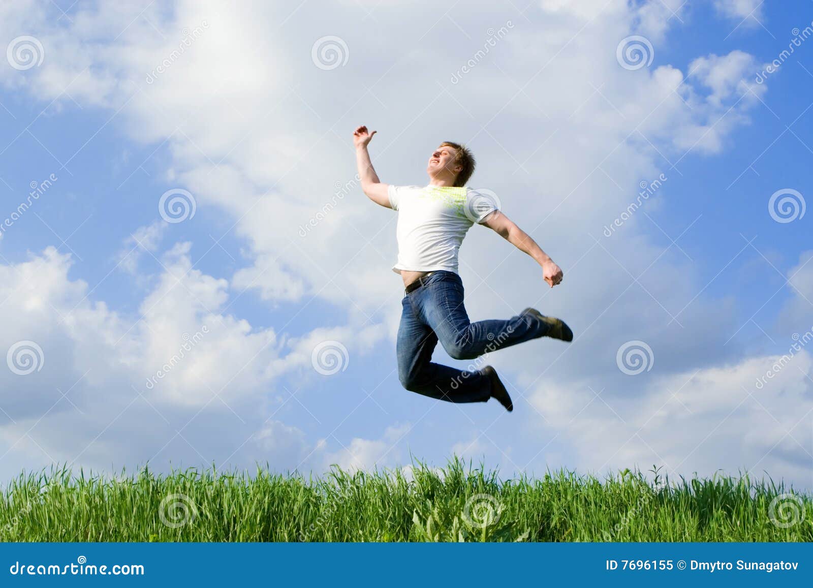 Happy man is jumping stock image. Image of life, active - 7696155
