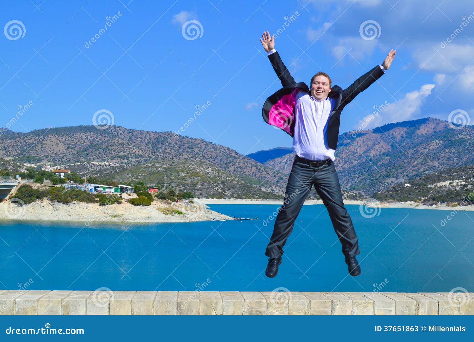 Happy man jumping with joy stock image. Image of mood - 37651863