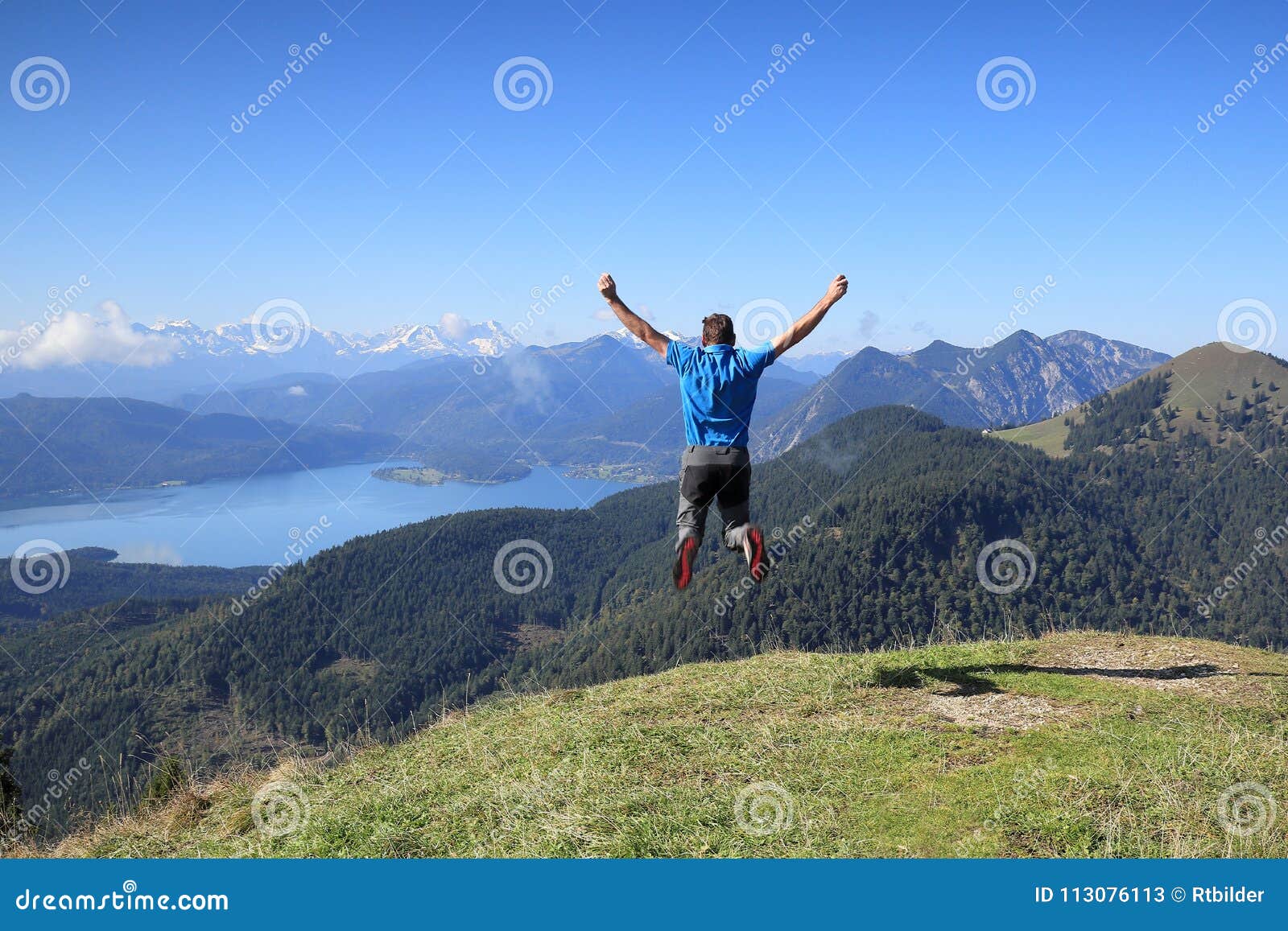 Happy man is jumping up stock image. Image of successful - 113076113