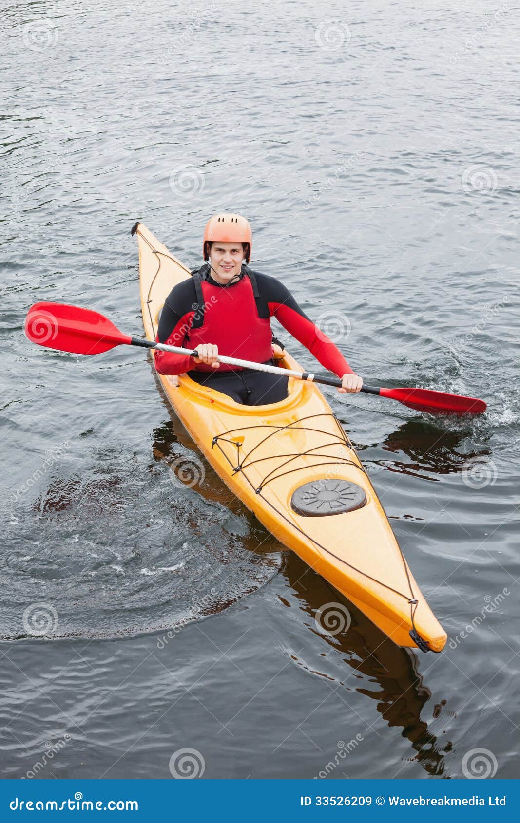Happy man in a kayak stock image. Image of equipment - 33526209