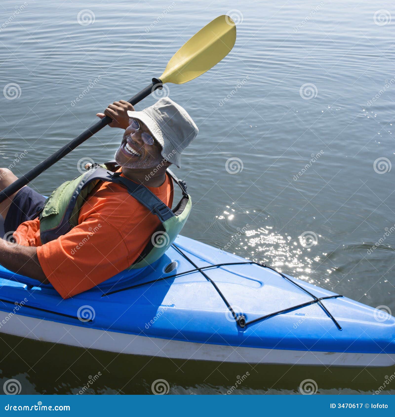 Happy man kayaking. stock image. Image of creek, kayaker - 3470617