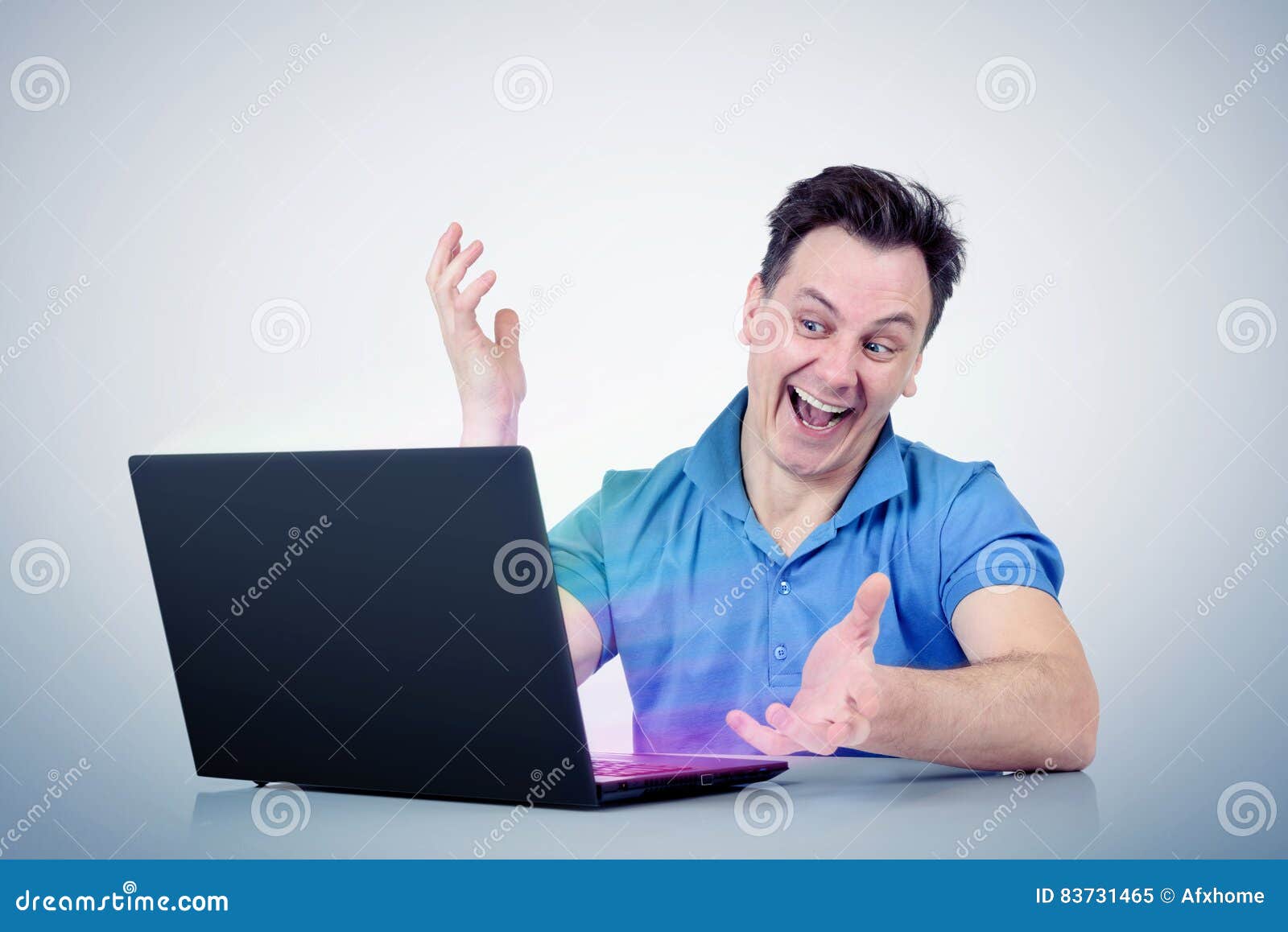 Happy Man with Laptop Computer Stock Image - Image of occupation ...