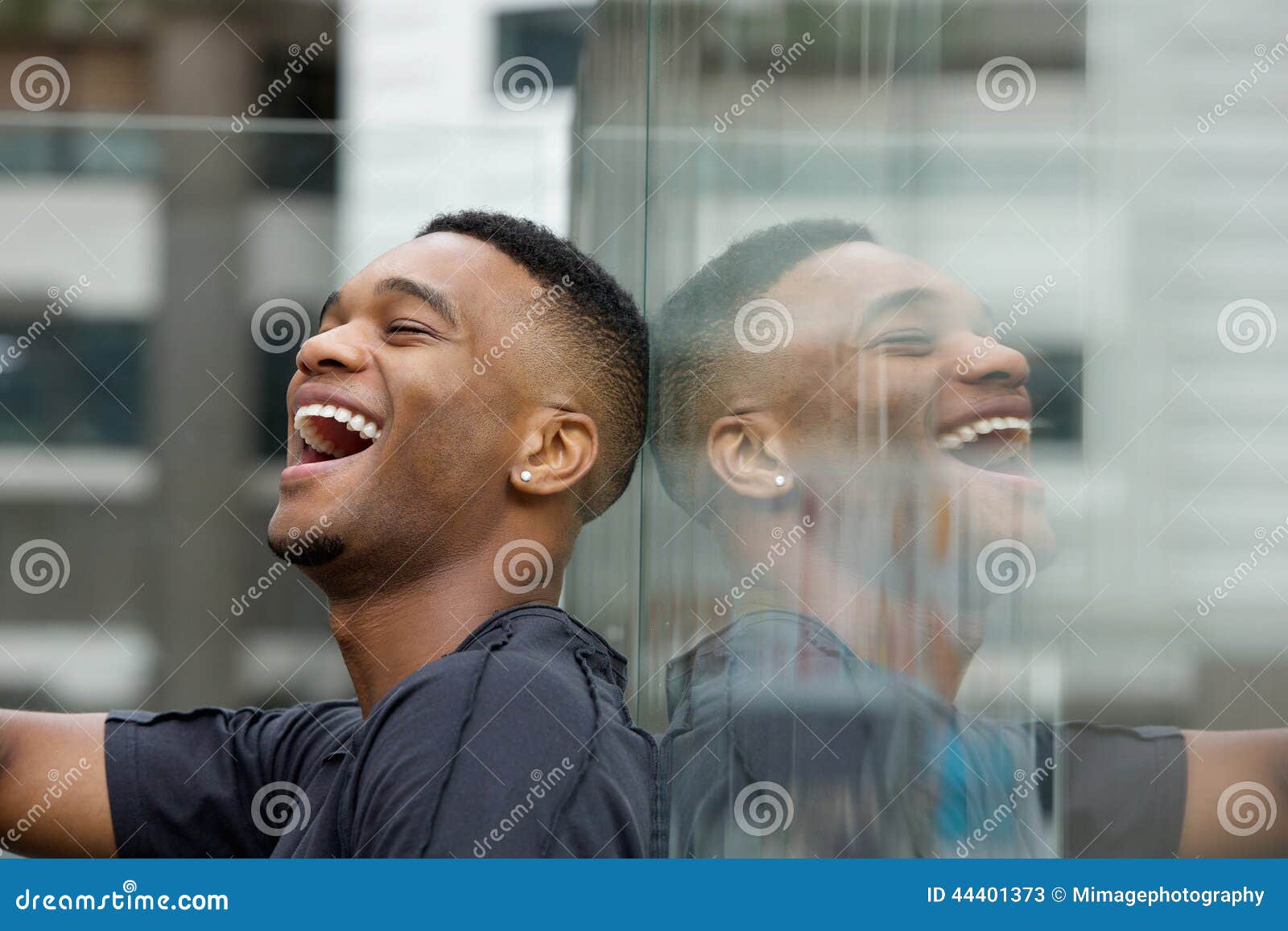 Happy Man Laughing Outdoors Stock Image - Image of head, glass: 44401373