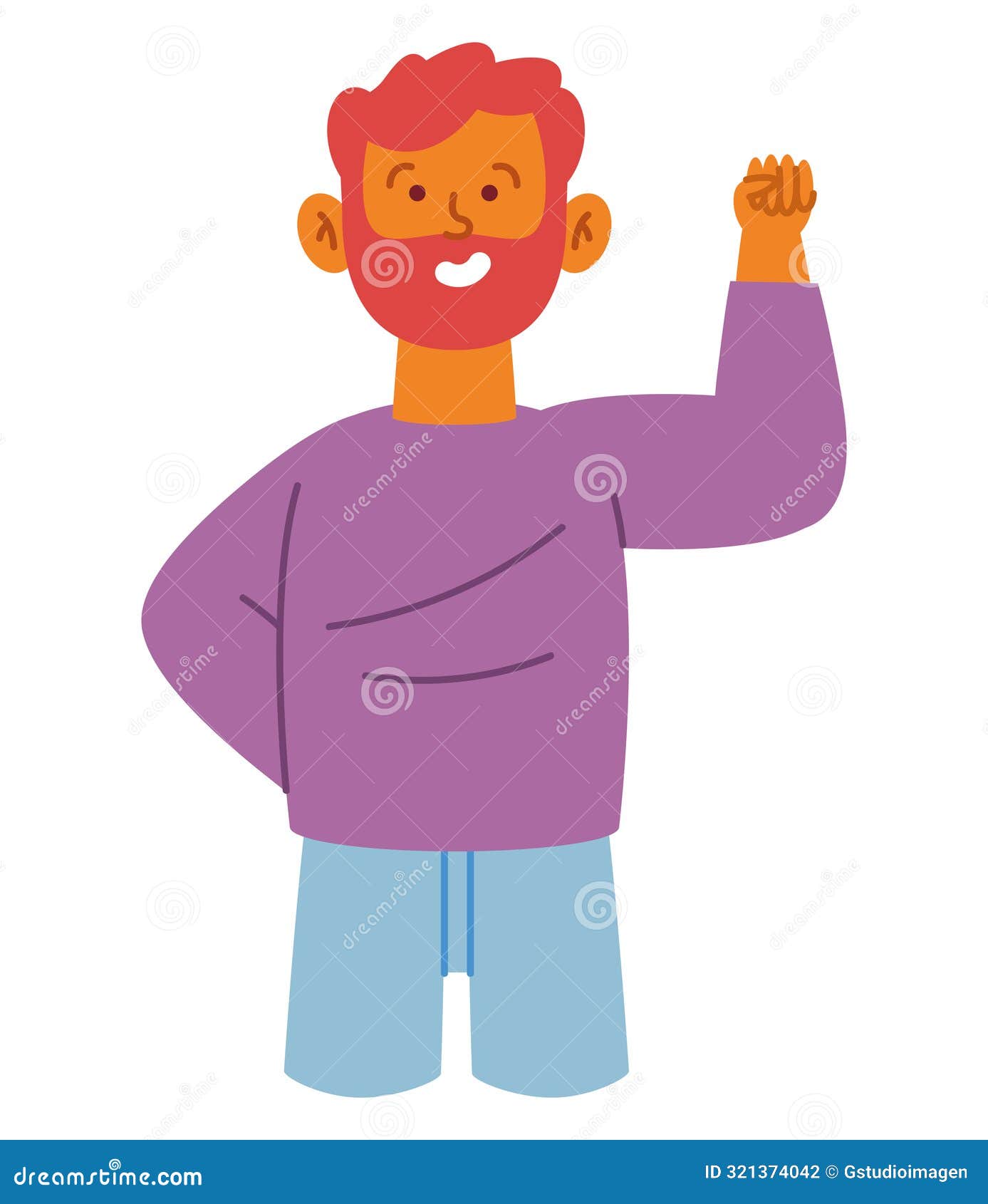 Happy Man and Left Handed Up Stock Vector - Illustration of fist, male ...