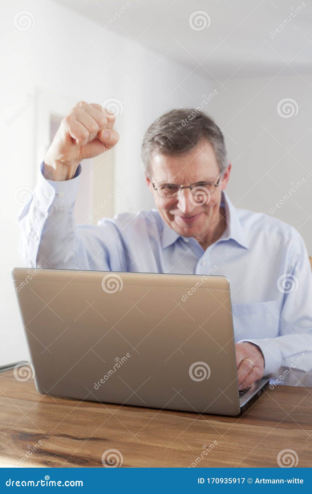 Happy Man with Looking at Laptop Stock Image - Image of happy, looking ...