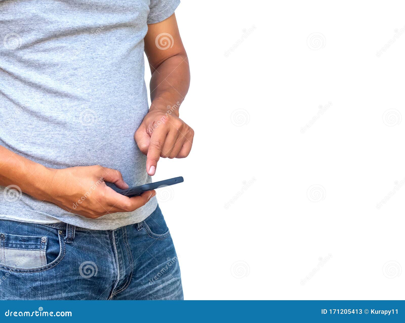 Happy Man after Looking at the Phone on Whitebackground Stock Image ...