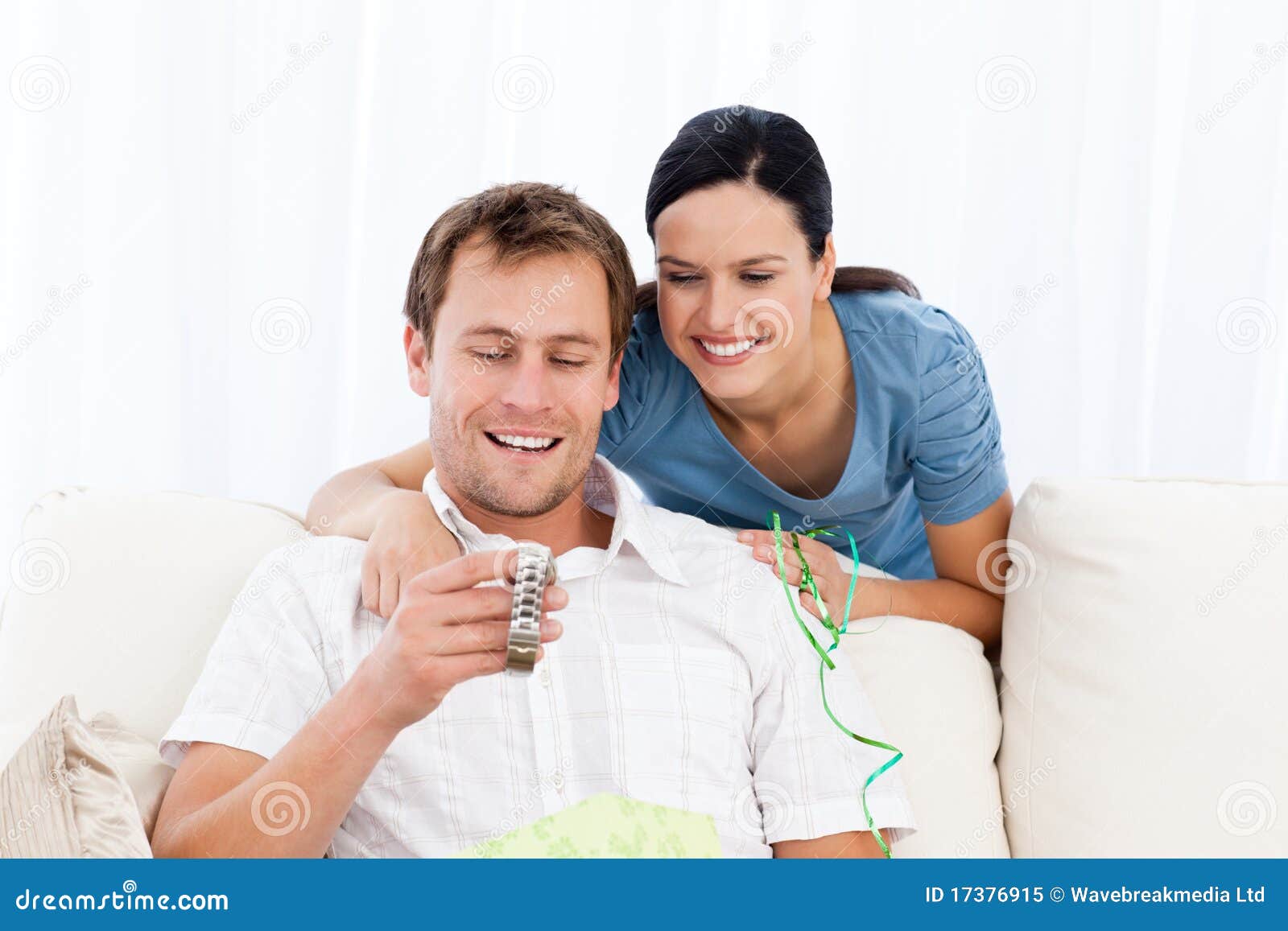 Happy Man Looking at a Watch Stock Image - Image of jewellery ...