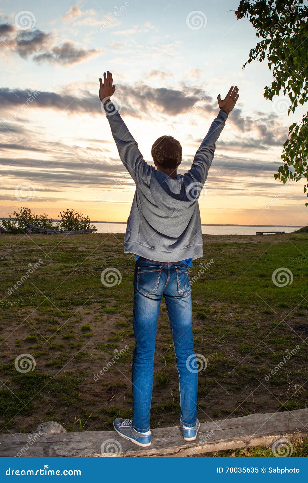 Happy Man at the Nature stock image. Image of freedom - 70035635