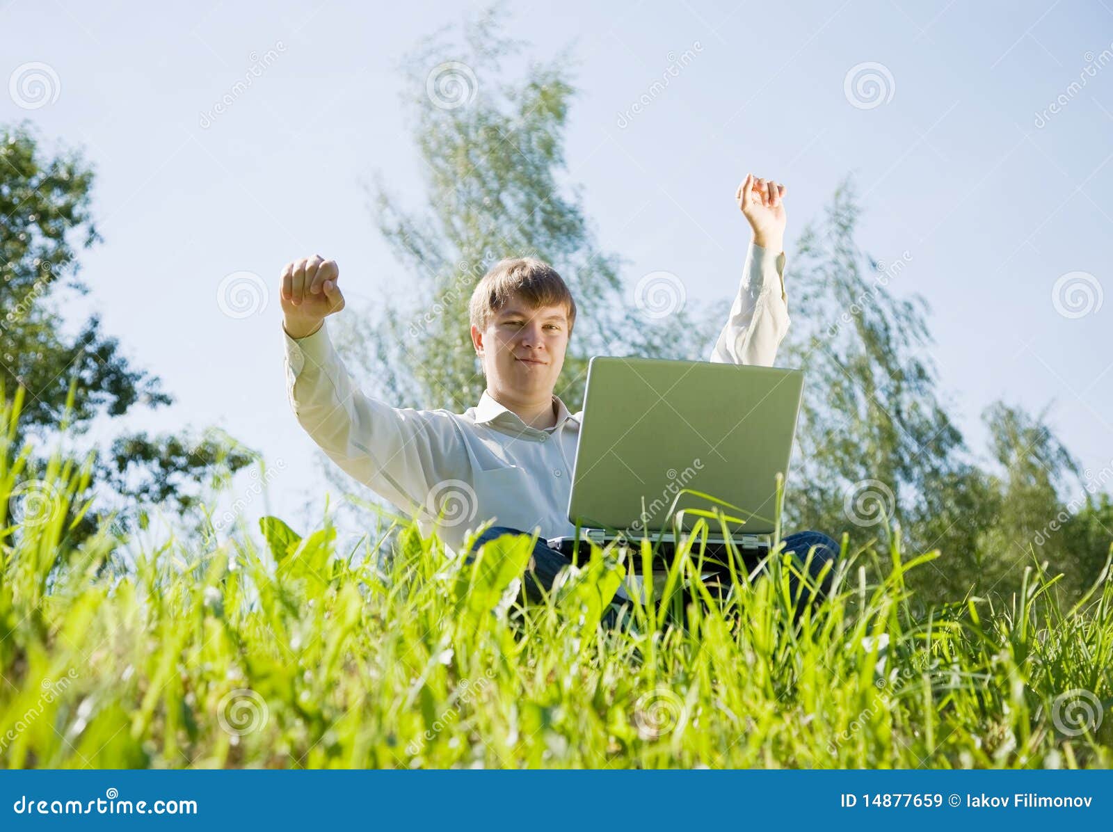 Happy man with notebook stock image. Image of modern - 14877659