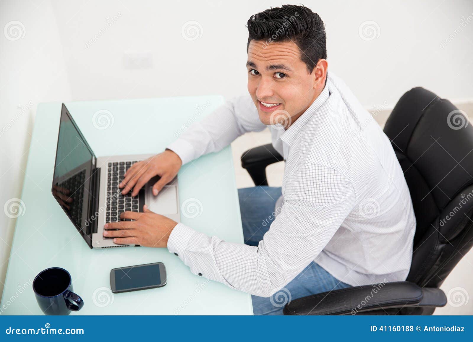 Happy man in an office stock photo. Image of social, assistant - 41160188
