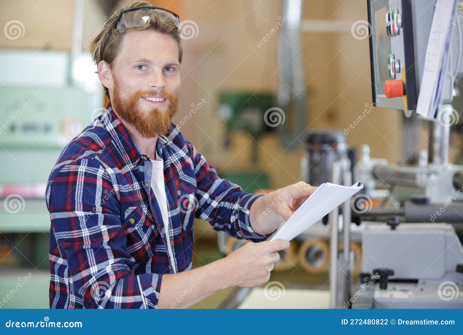 Happy Man Operating Cnc Machine Stock Photo - Image of occupation ...