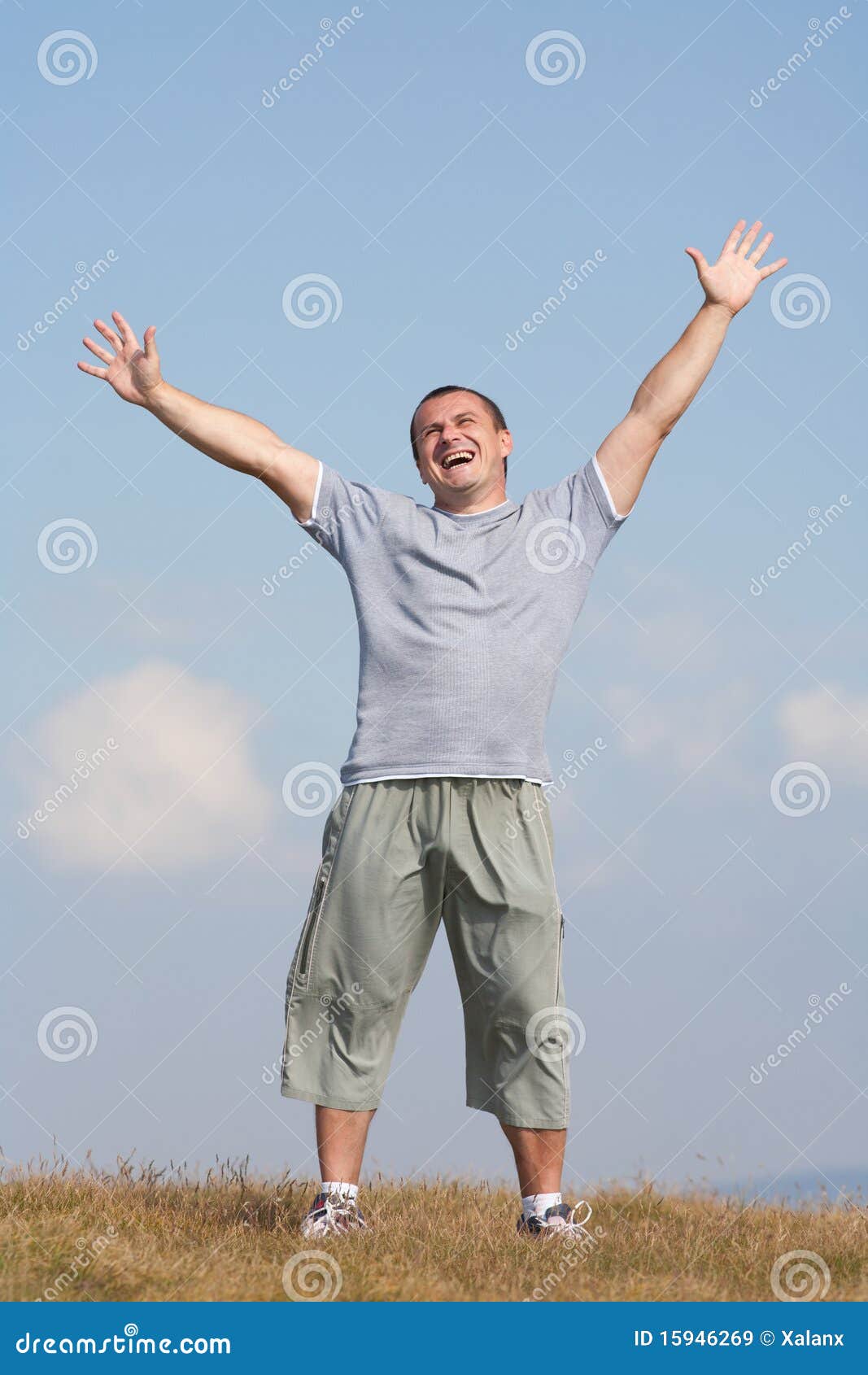 Happy man outdoor stock image. Image of blue, portrait - 15946269